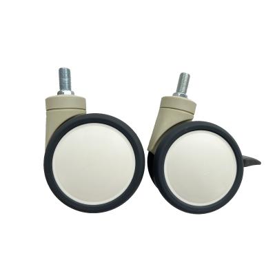 China TPR Hospital Bed Caster Wheels 125MM Twin Wheels Medical Trolley Castors With Brake for sale