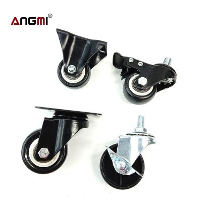 China Industrial Heavy Duty Rubber Wheels With Brake Thread Stem Model for sale