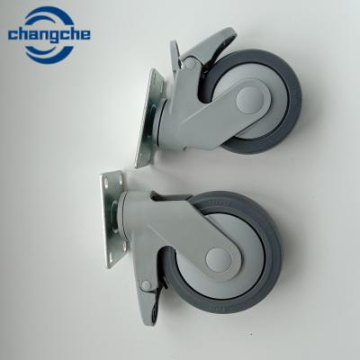 China Load Capacity 100 / 200 Lbs Hospital Caster Wheels With Brake Medical Casters With Plate for sale