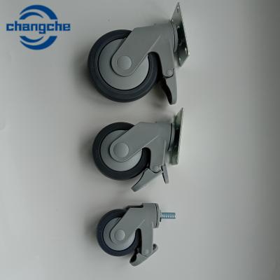 China Black Heavy Duty Caster Wheels With Plate Hospital Casters With Side Brake for sale
