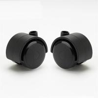 China Black Office Chair Castor Wheels With Grip Ring Stem Top Plate Mounting for sale