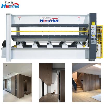 China Multiple types of wood decorative materials are pressed using a double-layer automatic hot press machine for veneer pasting for sale