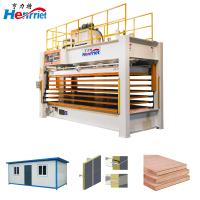 China Multi-layer hot press machine with 160 T maximum pressure 6-layer working level and 80℃ maximum temperature for sandwich panels and cold storage panels for sale