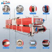 China 10 Meter Hot Laminating Press 100 Ton Automatic Conveying Production Line Electric Heating for sale