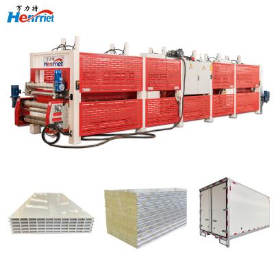 China 10m Platen Length Purification Sandwich Panel Hot Pressing Line 100t Max Pressure PLC Controlled for sale