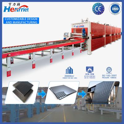 China PLC Control Hot Laminating Press 100t 10000x1300mm for Aluminum Honeycomb Carbon Fiber Composites for sale