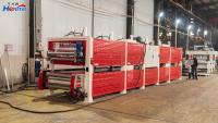 China 10 Meter Hot Laminating Press 100 Ton Automatic Conveying Production Line Electric Heating for sale