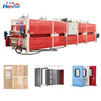China 10m Door Panel Hot Press Production Line 100t Max Pressure Electric Heating for Wood Steel Doors for sale