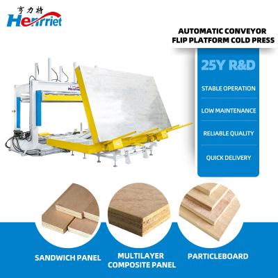 China 50T Maximum Pressure Cold Press Machine with Automatic Conveying and Turning for 800mm Thickness Panel Lamination for sale