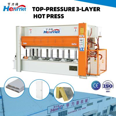 China 3-Layer Top-Press Hydraulic Hot Press Machine with 50 Tons Maximum Pressure and Electric Heating Heat Transfer Oil for sale