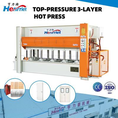 China 3-Layer Hydraulic Hot Press Machine with 50 Tons Maximum Pressure and Electric Heating Heat Transfer Oil for Composite & Interior Door Panel Veneer Forming for sale