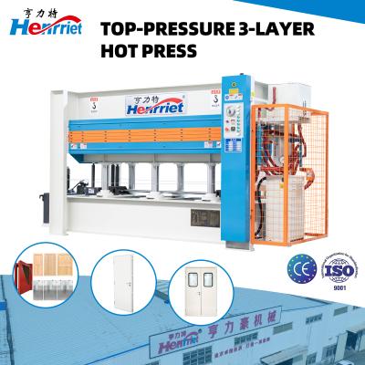 China 3-Layer Hydraulic Hot Press Machine with 50 Tons Maximum Pressure and Uniform Heating for Composite Door Production for sale