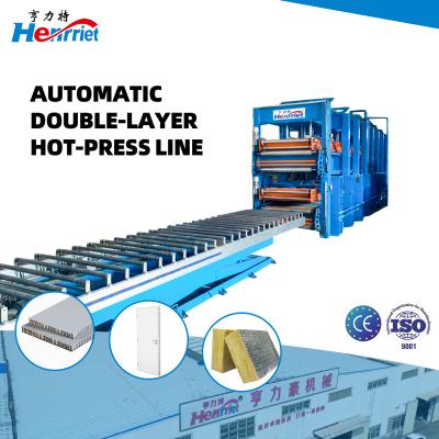 China Double-Deck Hot Press Machine with 100 Tons Maximum Pressure and Auto Feeding Conveyor for 2 Layers Production for sale