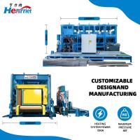 China Henrriet 80 Tons Max Main Pressing Force Right-Angle Hot Press Machine with 6500mm*1500mm Plate Size and Electric Heating with Thermal Oil for sale
