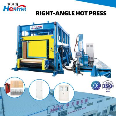 China Henrriet 80 Tons Max Main Pressing Force Right-Angle Hot Press Machine with 6500mm Plate Size and Electric Heating with Thermal Oil for sale