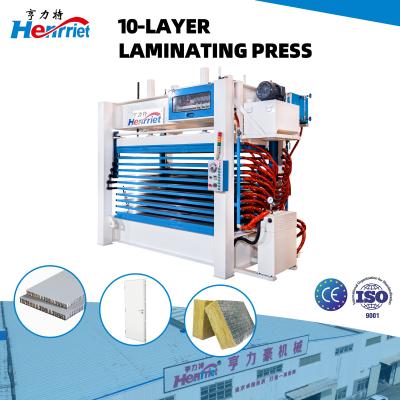 China 10-layer Electric Heating Hot Press Machine with 100T Maximum Pressure for Panel Laminating for sale
