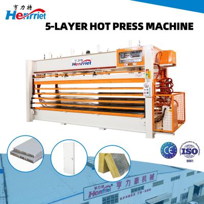 China 5 Layer Hydraulic Hot Press Machine with 160 Ton Maximum Pressure and Thermal Oil Circulation Heating for sale