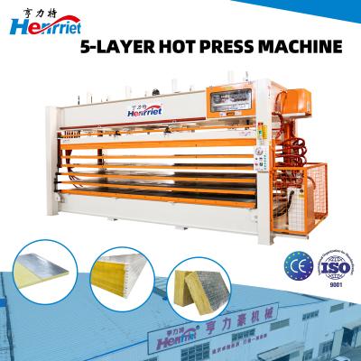 China Industrial 5 Layer Hydraulic Hot Press with 160 Ton Maximum Pressure and Thermal Oil Circulation Heating for sale