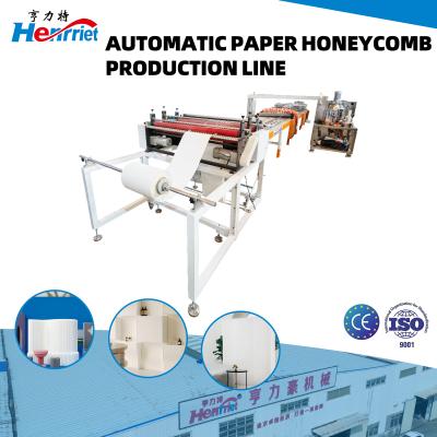 China Automatic Paper Honeycomb Production Line with Multi-size Board Manufacturing, Stainless Steel Adhesive Tank, and Gantry Unloading Unit for sale