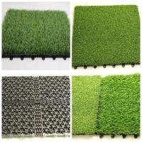 China 25-60mm Pile Height Artificial Grass Interlocking Tiles with Double PP NET PU Backing for sale