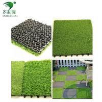 China 25-60mm Pile Height Artificial Grass Interlocking Tiles with Double PP NET PU Backing for sale