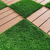 China Double PP NET PU Backing Artificial Grass Tile with PE Monofilament PP Curly Fiber for sale
