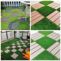 China Double PP NET PU Backing Artificial Grass Tile with PE Monofilament PP Curly Fiber for sale