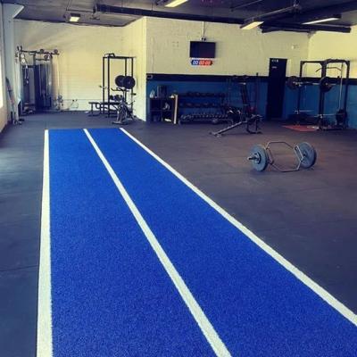 China Pre-Stitched Green Artificial Grass Gym Turf for Gym Running Track Power Sledding 15mm Pile Height for sale