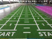 China Pre-Stitched Green Artificial Grass Gym Turf for Gym Running Track Power Sledding 15mm Pile Height for sale
