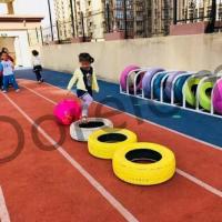 China 10mm-15mm Height Red Artificial Grass for Badminton Running Way and Track Sport Badminton for sale