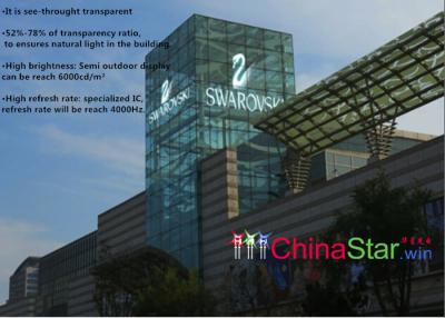China Indoor Transparent Glass LED Display for sale