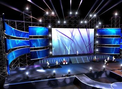 China P3.91 Stage Background Outdoor LED Screen Rental Special Design Curved 500*500mm Cabinet for sale