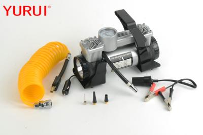 China 12vdc Electric Portable Vehicle Air Compressors Double Cyliner With Light for sale