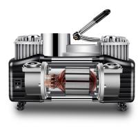 China Double Cylinder Metal Car Air Compressor DC12Volt With Pressure Gauge for sale