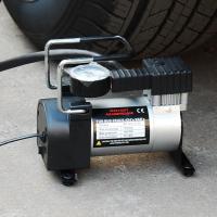 China 12v Metal Portable Air Compressor For Car Black Silver Color Single Cylinder for sale