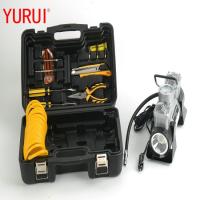 China DC12v Double Cylinder Metal Car  Tire Inflator With LED Light And Tool Box for sale
