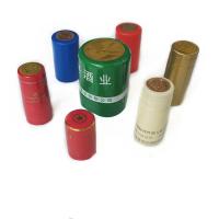 China 55mm Height PVC Shrink Wrap Wine Bottle Tops Caps With Easy Tear Off Tape for sale