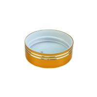 China Non Spill Round Plastic Bottles Caps Metalized Glossy Elegant Cosmetic Closure 45mm for sale