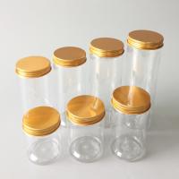 China Aluminum Screw Lid Food Storage Jar Dia 55mm Plastic Clear Tea Coffee Sugar Canisters for sale