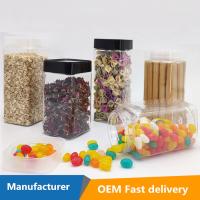 China Kitchen 450ml Square Round Plastic Canisters Transparent SGS With Plastic Screw Top for sale