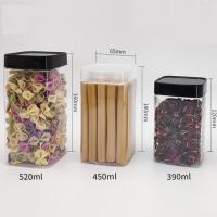 China Kitchen 450ml Square Round Plastic Canisters Transparent SGS With Plastic Screw Top for sale