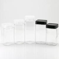 China Transparent Round Plastic Canisters 520ml Pet Resin Square Food Storage Canister for sale