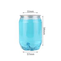 China 600ml PET Clear Plastic Soda Cans Round Disposable Pop Can Impact Resistant for sale