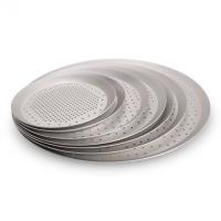 China Perforated Aluminium Baking Tray Round Hard Anodised 16 Inch Perforated Pizza Tray for sale