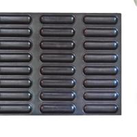 China 1.5mm Nonstick Hot Dog Bun Baking Tray Black Aluminum Bun Pan for sale