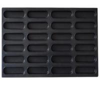 China 1.5mm Nonstick Hot Dog Bun Baking Tray Black Aluminum Bun Pan for sale