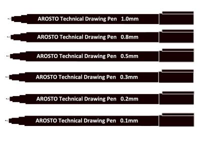 China Black Pigment Ink PP Technical Drawing Pens for Sketching or Writing Waterproof for sale