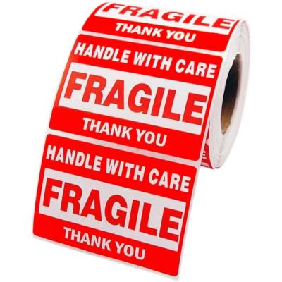 China Wholesale Custom Heat Sensitive Fragile Waterproof Label Warning Transportation Safety Permanent Adhesive Fragile Sticker for sale