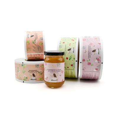 China Custom Waterproof Adhesive Vinyl Paper Food Bottle Packaging Waterproof Jar Sealing Sticker Glass Label for sale