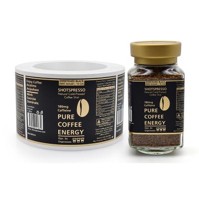 China Customized waterproof logo coffee sticker waterproof sticker block food bottle honey jar packaging label for sale